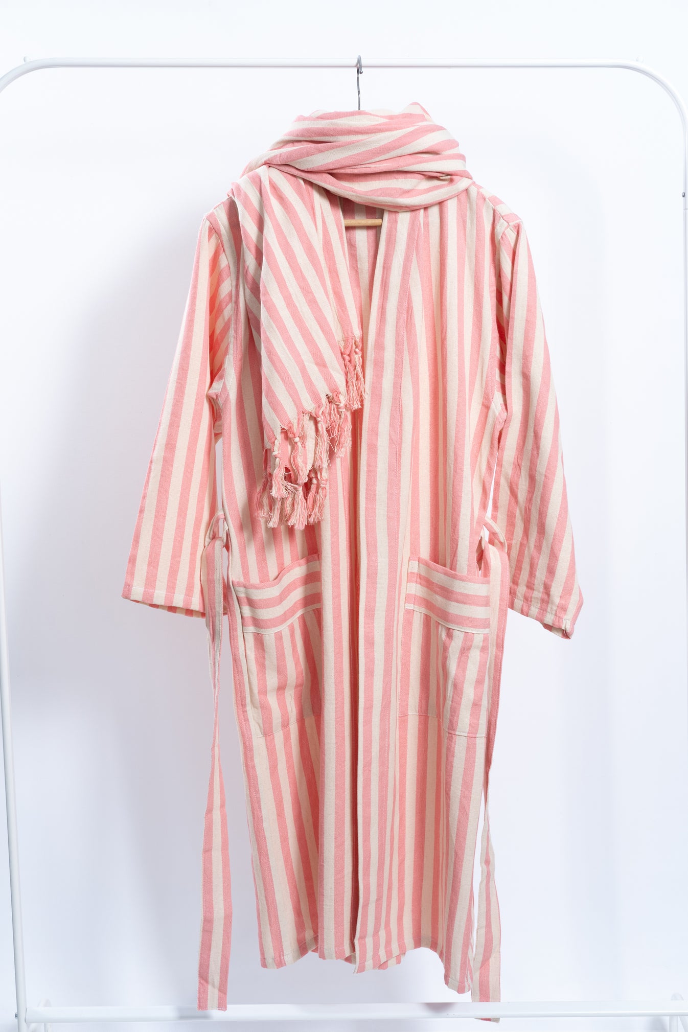Girit Pink Robe - Turkish Linen Robe – Eastern Woven