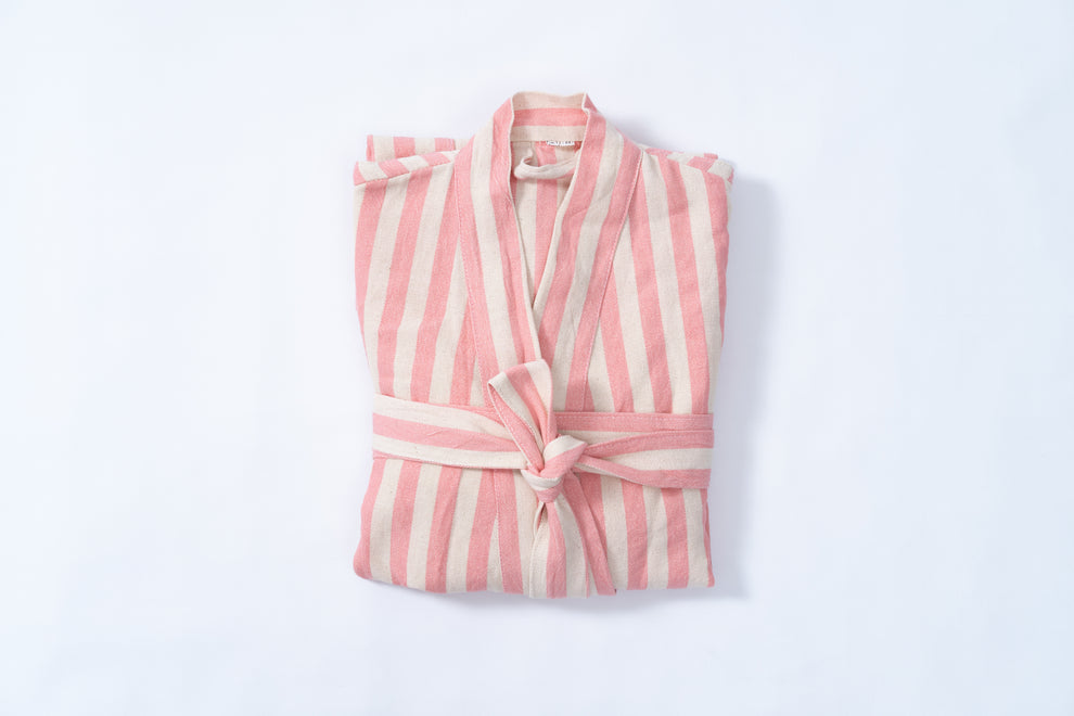 Girit Pink Robe - Turkish Linen Robe – Eastern Woven